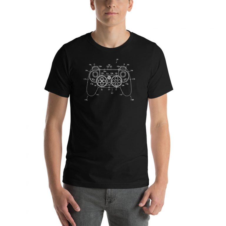 Controller 06 — White Video Game Diagram — Short-Sleeve Unisex T-Shirt ...