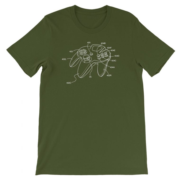 Controller 05 — White Video Game Diagram — Short-Sleeve Unisex T-Shirt ...