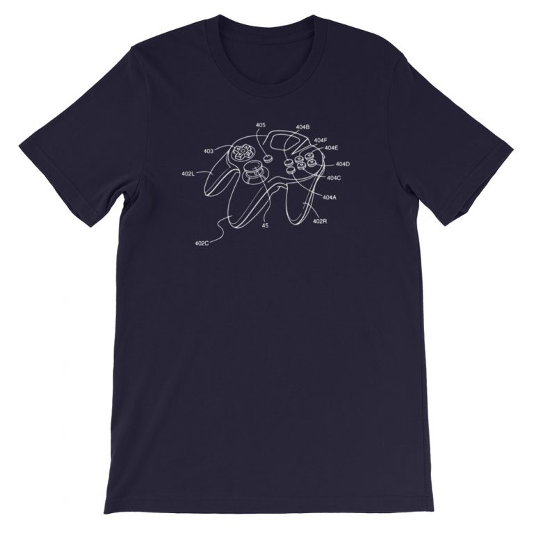 Controller 05 — White Video Game Diagram — Short-Sleeve Unisex T-Shirt ...