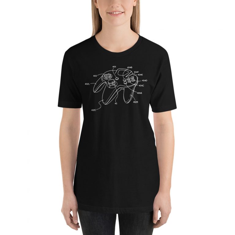 Controller 05 — White Video Game Diagram — Short-Sleeve Unisex T-Shirt ...