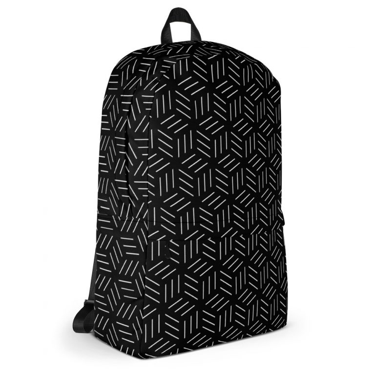 Hexagon Ribbed Pattern — Black Graphic — Backpack - The Savvy Soul™
