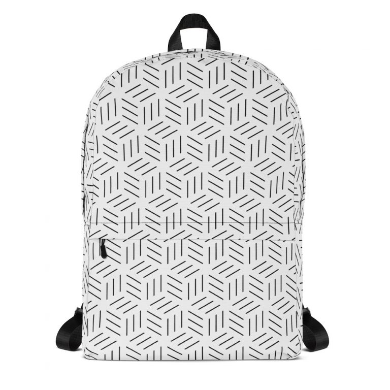 Hexagon Ribbed Pattern — Black Graphic — Backpack - The Savvy Soul™